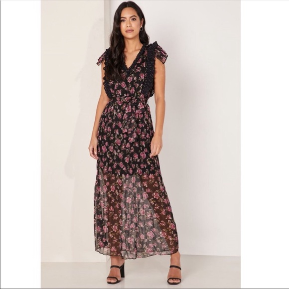foxiedox | Dresses | Foxiedox Anaise Black Floral Sheer Maxi Dress ...